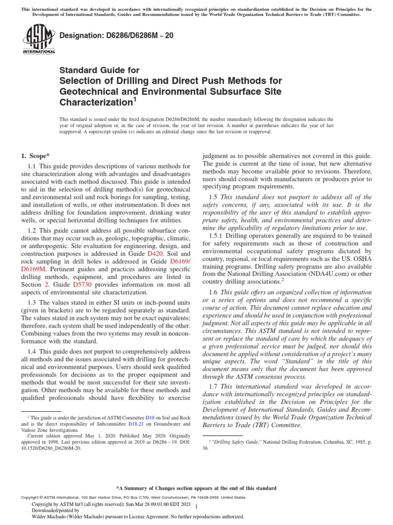 Selection of Drilling and Direct Push Methods For Geotechnical and ...