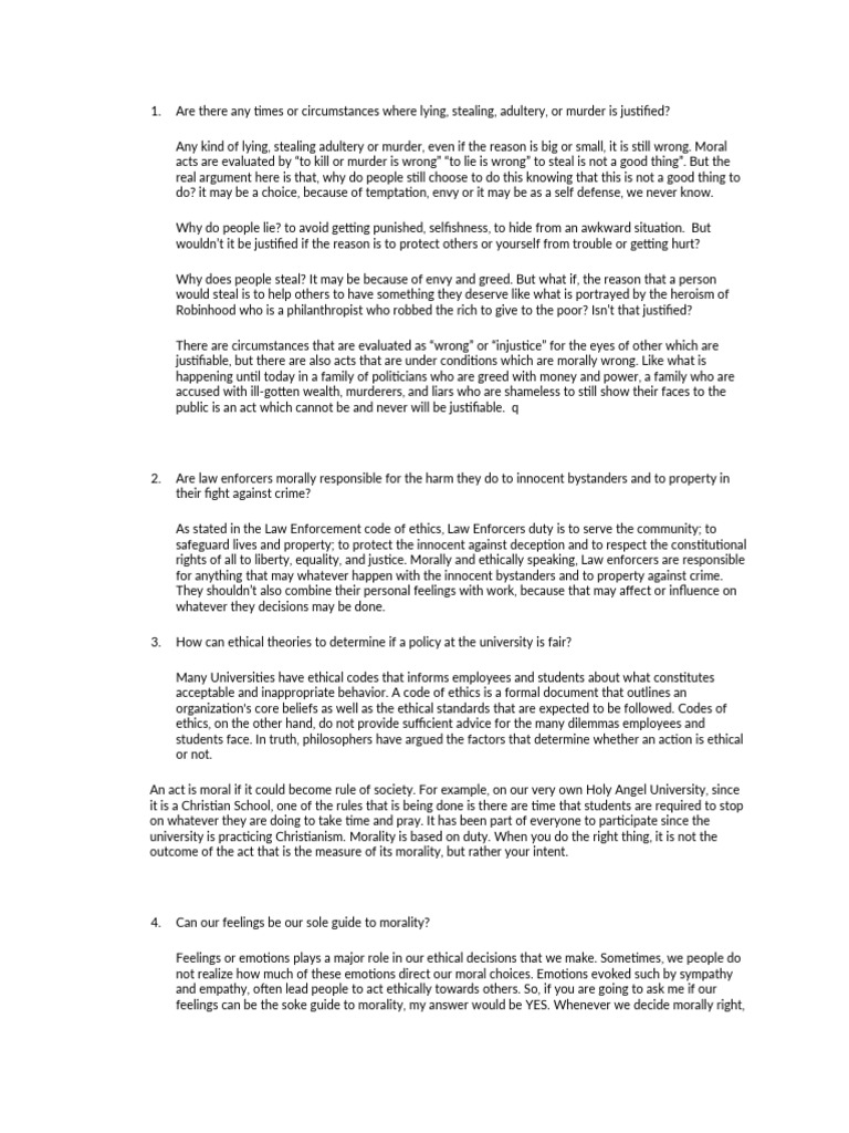 guide answers | PDF | Morality | Virtue