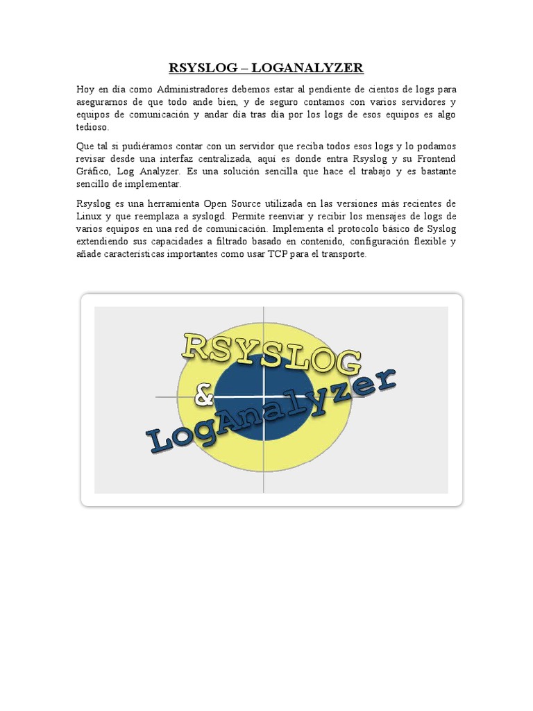 Guía de Instalación de Rsyslog y LogAnalyzer | PDF | Mi sql | Servidor HTTP Apache