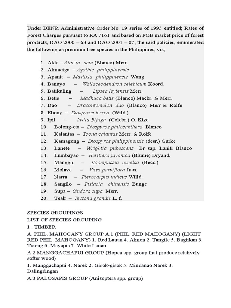 Classifications of Forest Tree Species | Download Free PDF | Trees