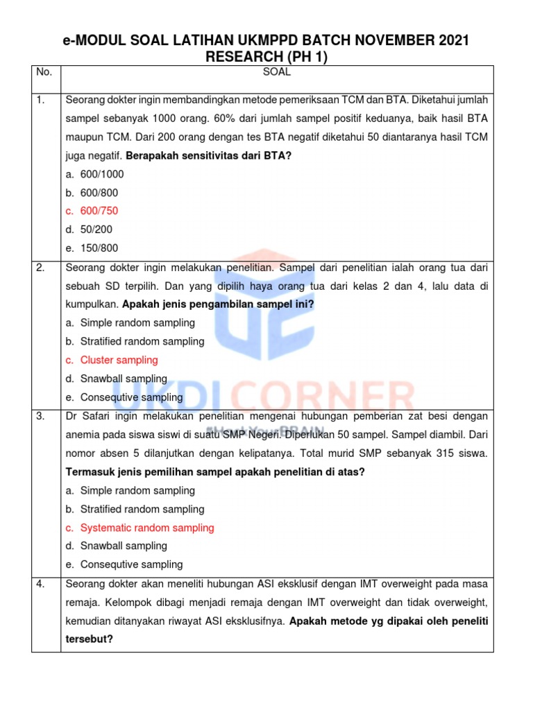 E-Soal UKMPPD STATISTIK Kunci | PDF