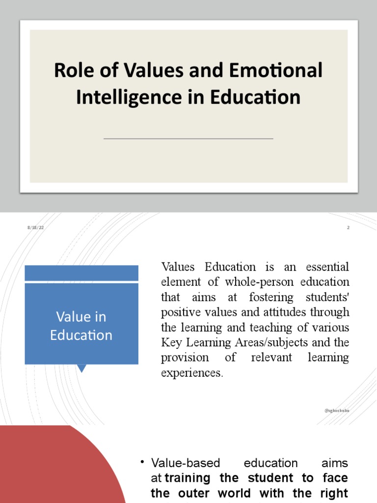 Role of Values and Emotional Intelligence in Education | PDF | Emotions ...
