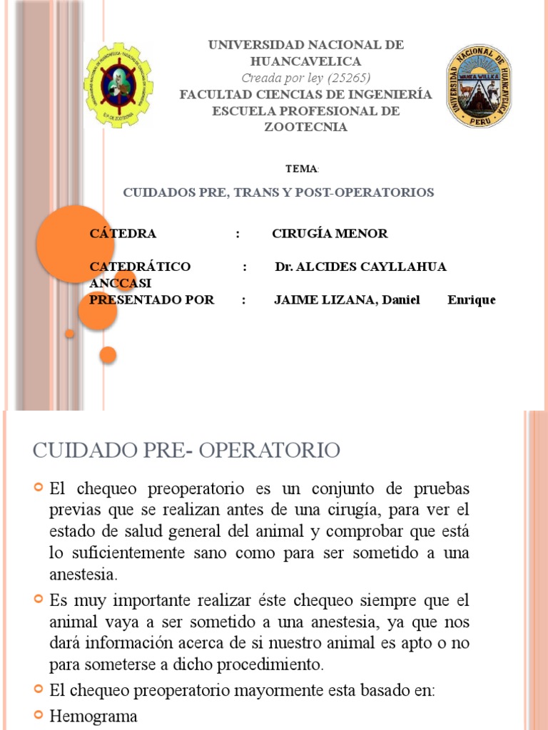 Cuidados Pre Operatorios D | PDF | Cirugía | Anestesia