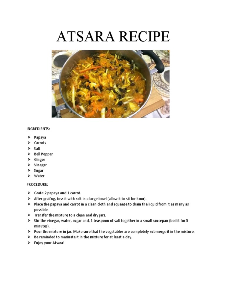 Atsara Recipe | PDF