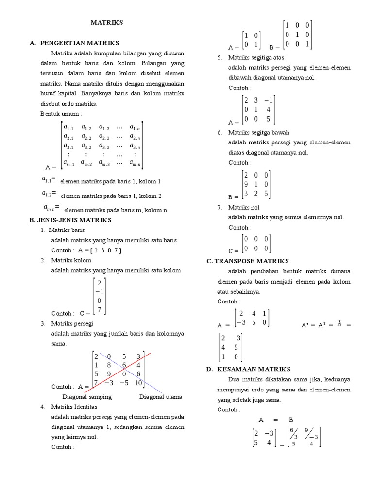 Pengantar Matriks dan Operasinya | PDF