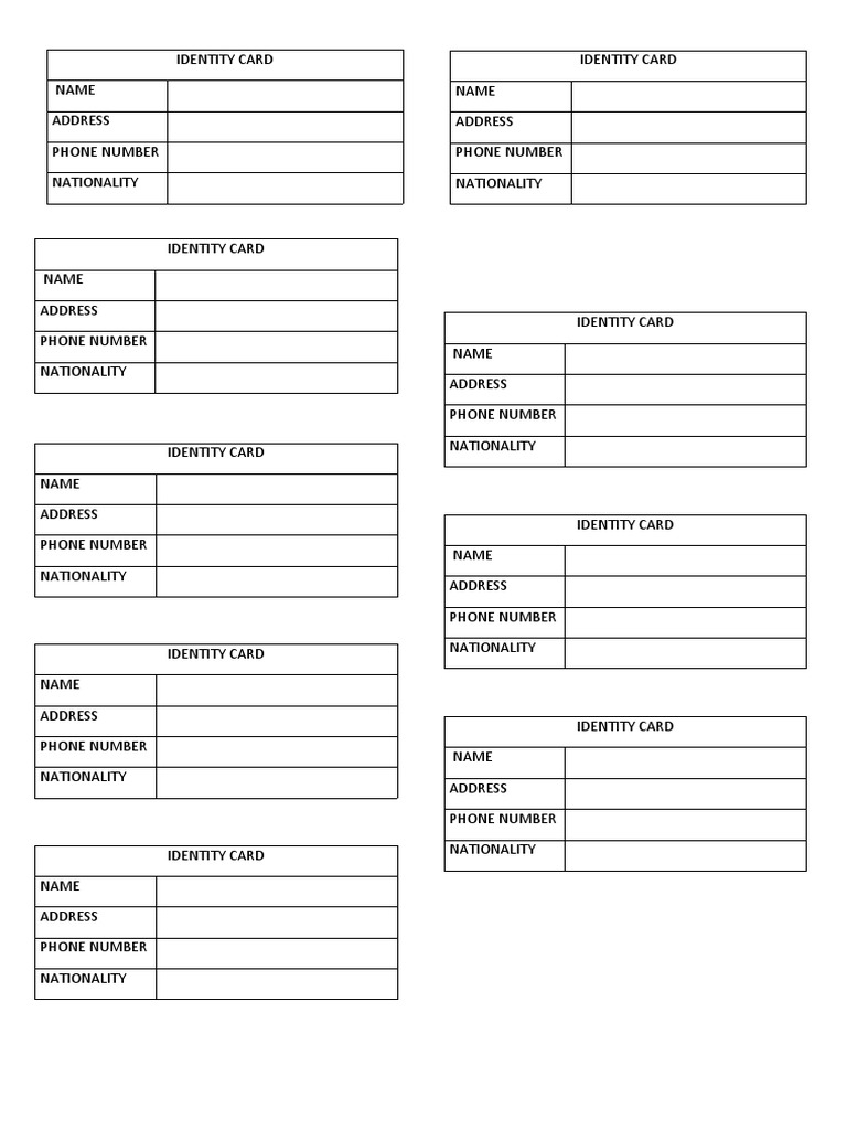 Identity Card | PDF | Games & Activities | Mystery, Thriller & Crime ...