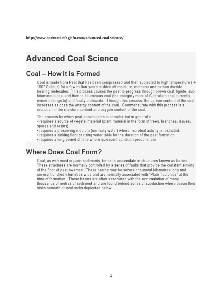 Advanced Coal Science: Coal - How It Is Formed | PDF | Bituminous Coal ...