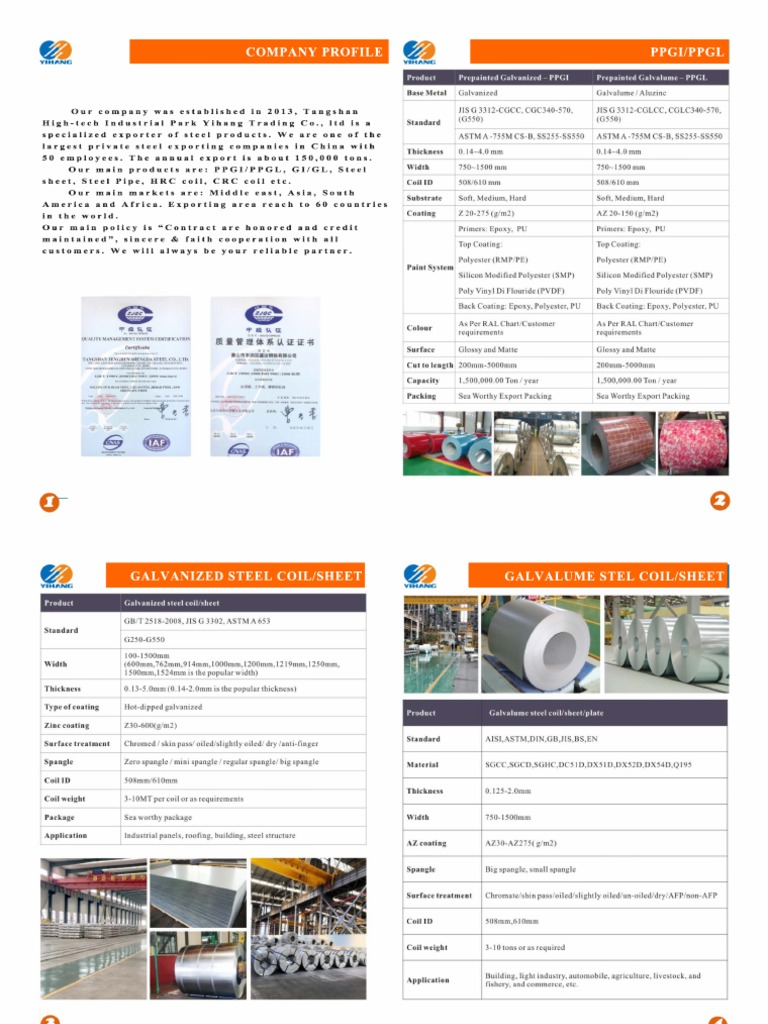 Company Profi LE Ppgi / PPGL | PDF