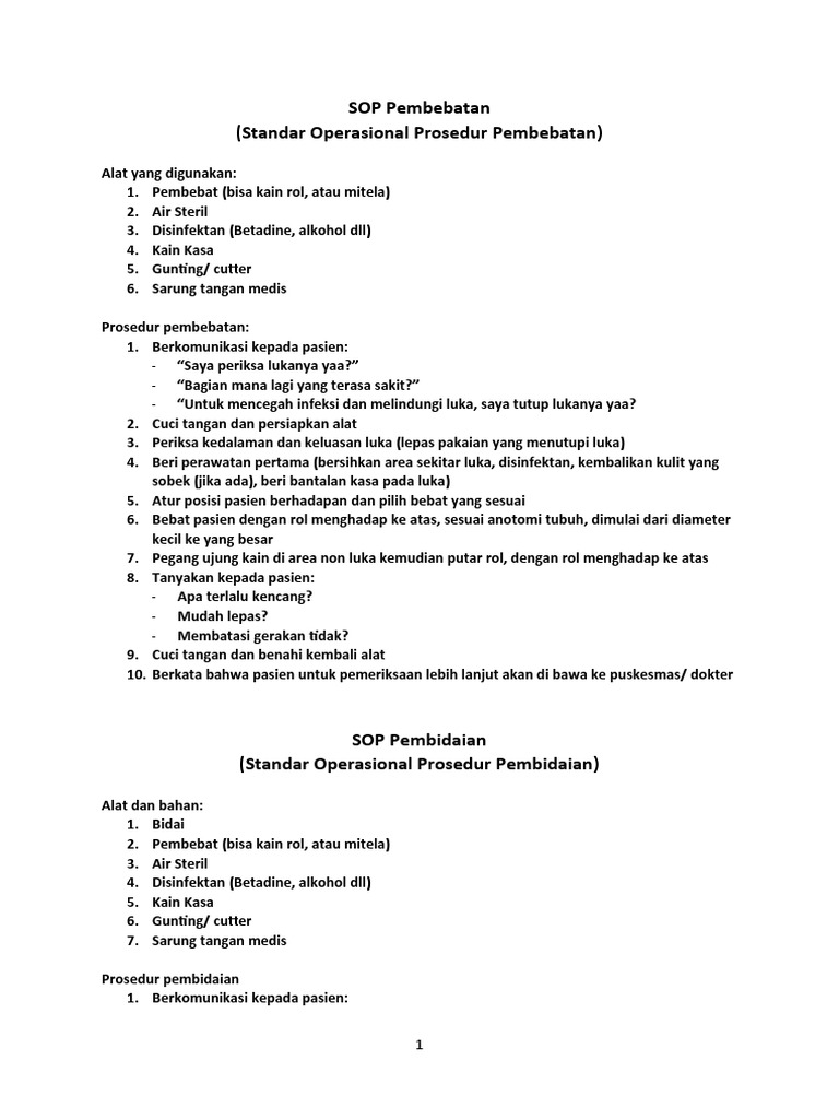 SOP Pembebatan Dalam P3K | PDF