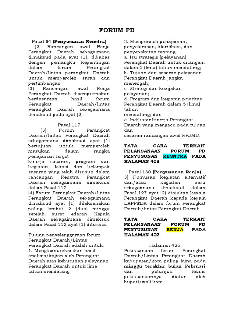 Resume Permendagri 86 | PDF