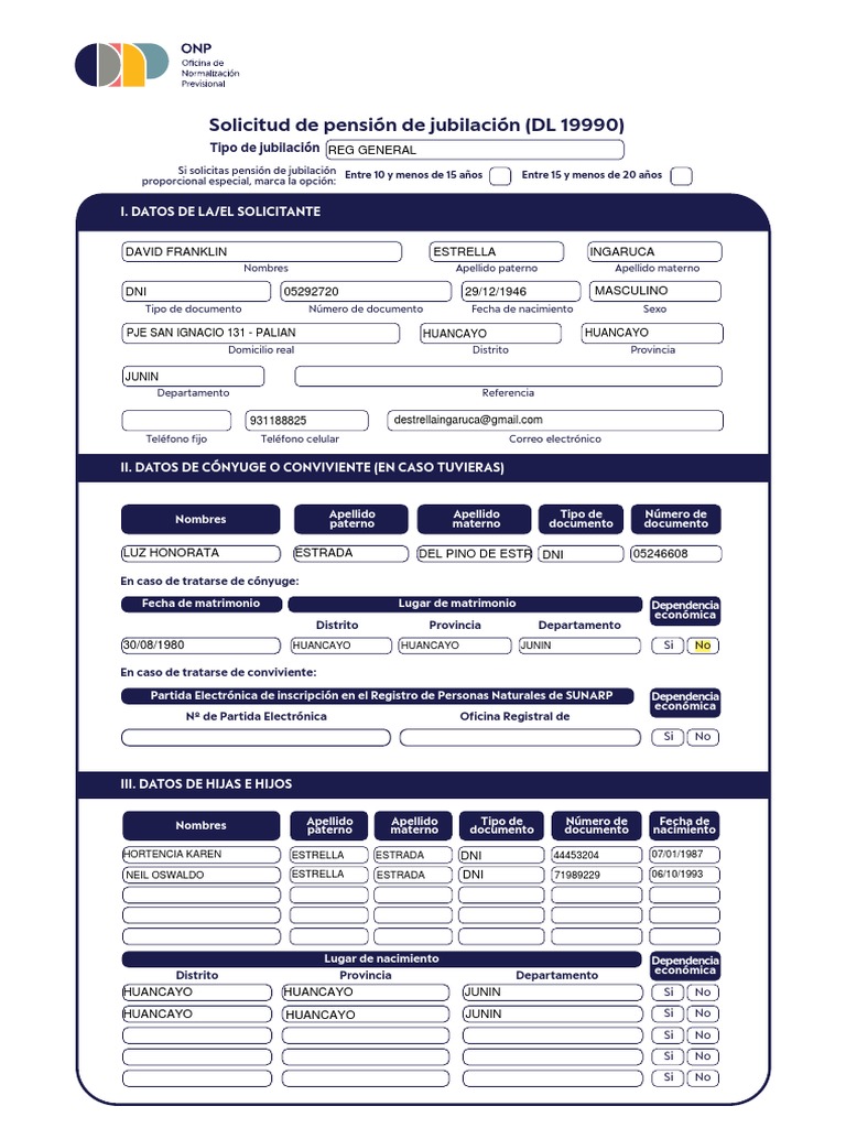 Solicitud de Pensión Jubilación DL 19990 | PDF | Pensión | Jubilación