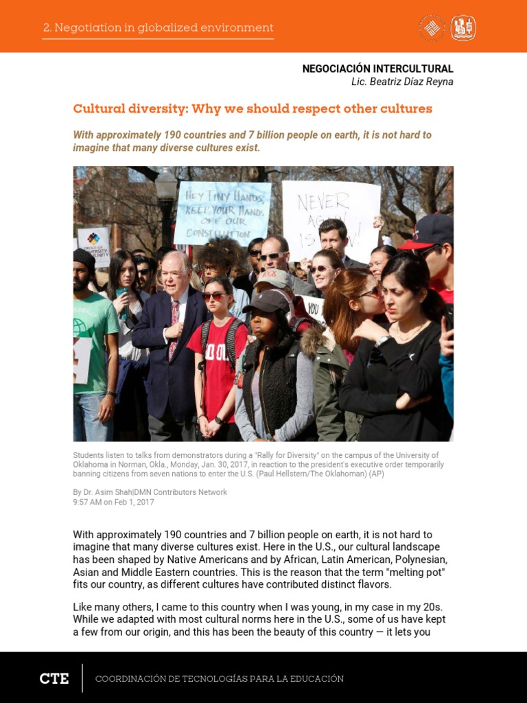 Cultural Diversity - Why We Should Respect Other Cultures | PDF ...