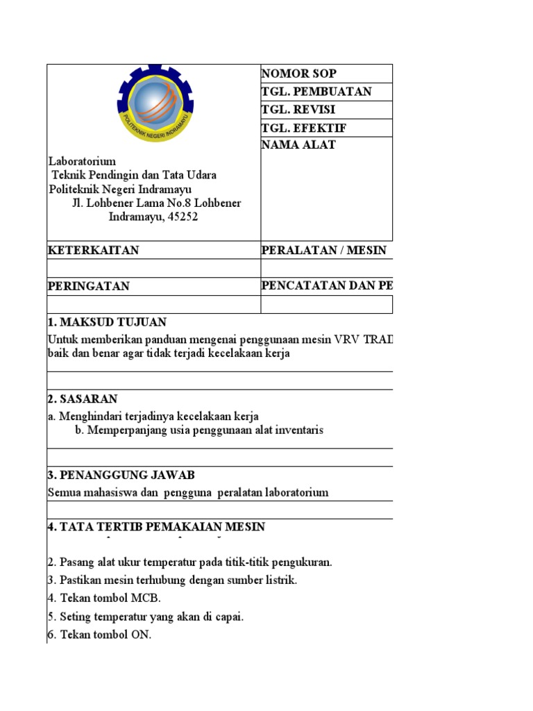 Sop Trainer VRV | PDF