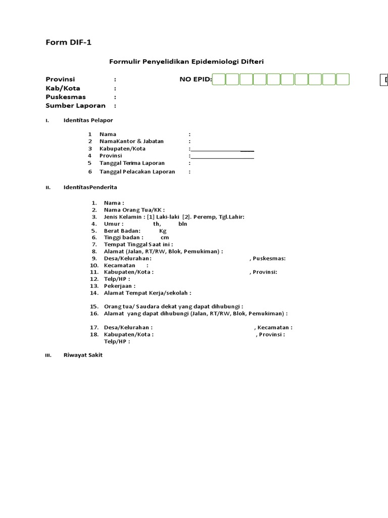 Form DIF-1 - Terbaru | PDF