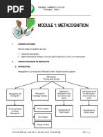 Module 1 in Facilitating Learner-Centered Teaching1 | PDF | Learning | Metacognition