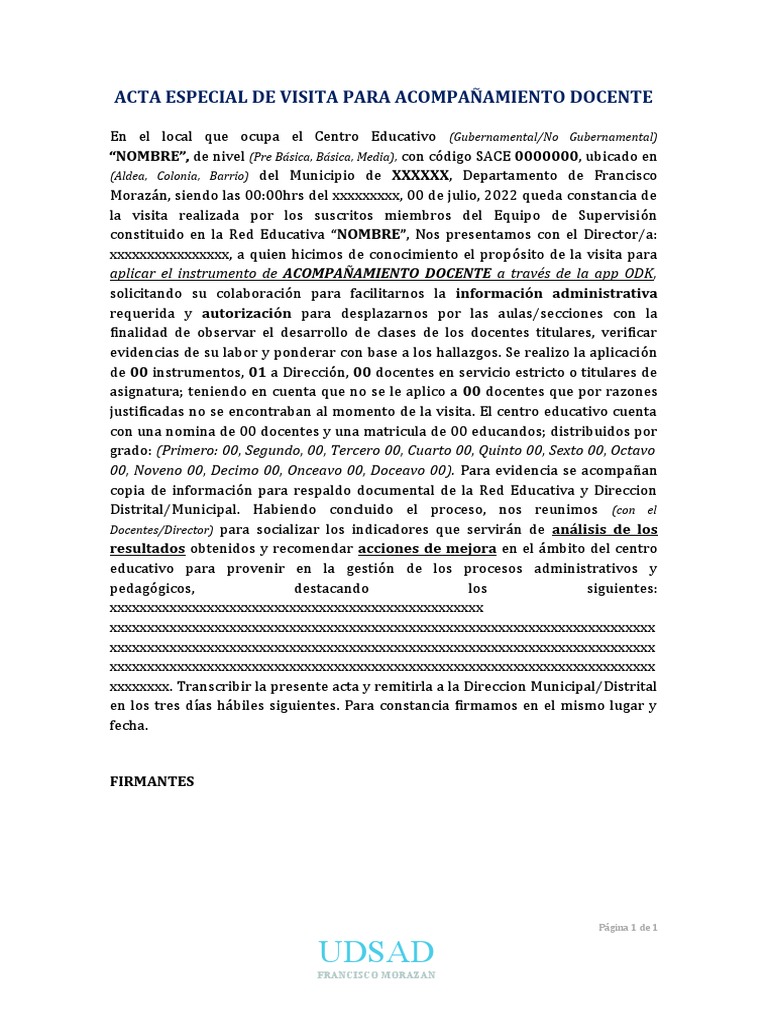 Acta de Acompañamiento Docente | PDF