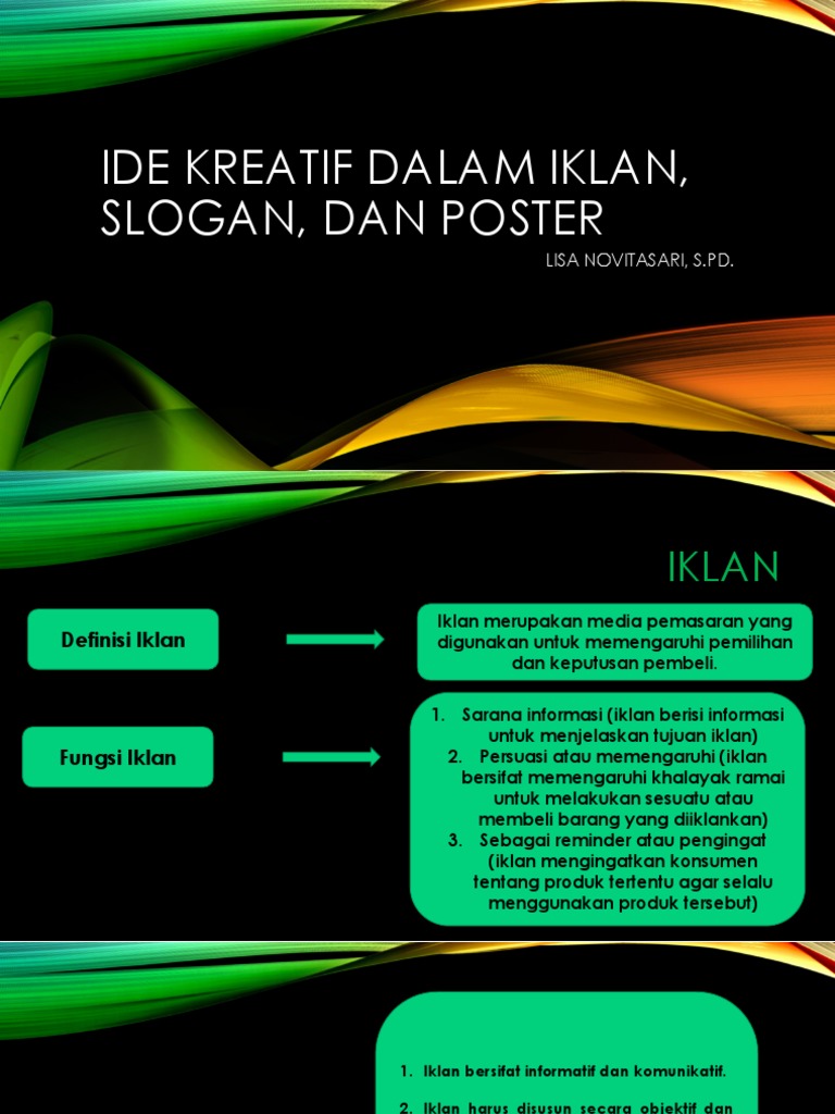Ide Kreatif Dalam Iklan, Slogan, Dan Poster-Lisa Novitasari, S.pd. | PDF
