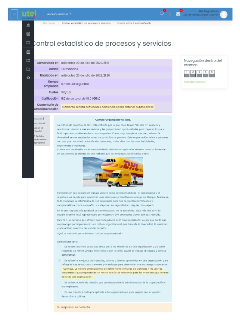 Control Estadístico de Procesos y Servicios - Puntos Extra Semana 2 | PDF