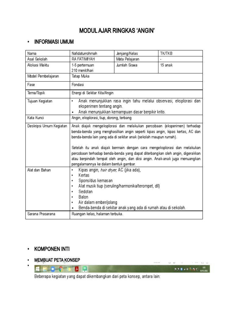 Modul Ajar Ringkas Angin Dan Cahaya Pdf