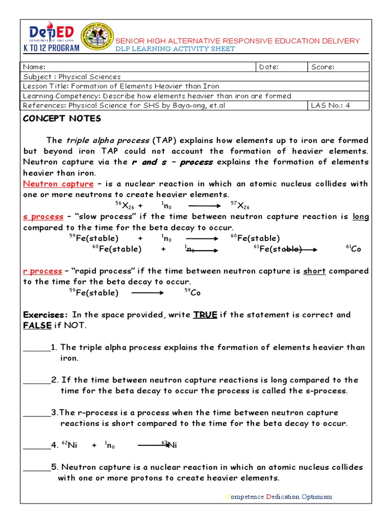 LAS No. 4 Formation of Elements Heavier Than Iron | PDF | Neutron ...