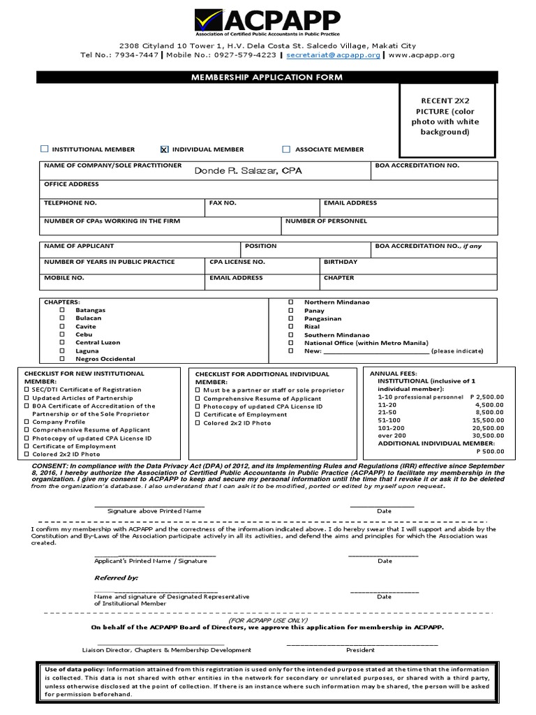 CPA Membership Application Guidelines | PDF | Certified Public ...