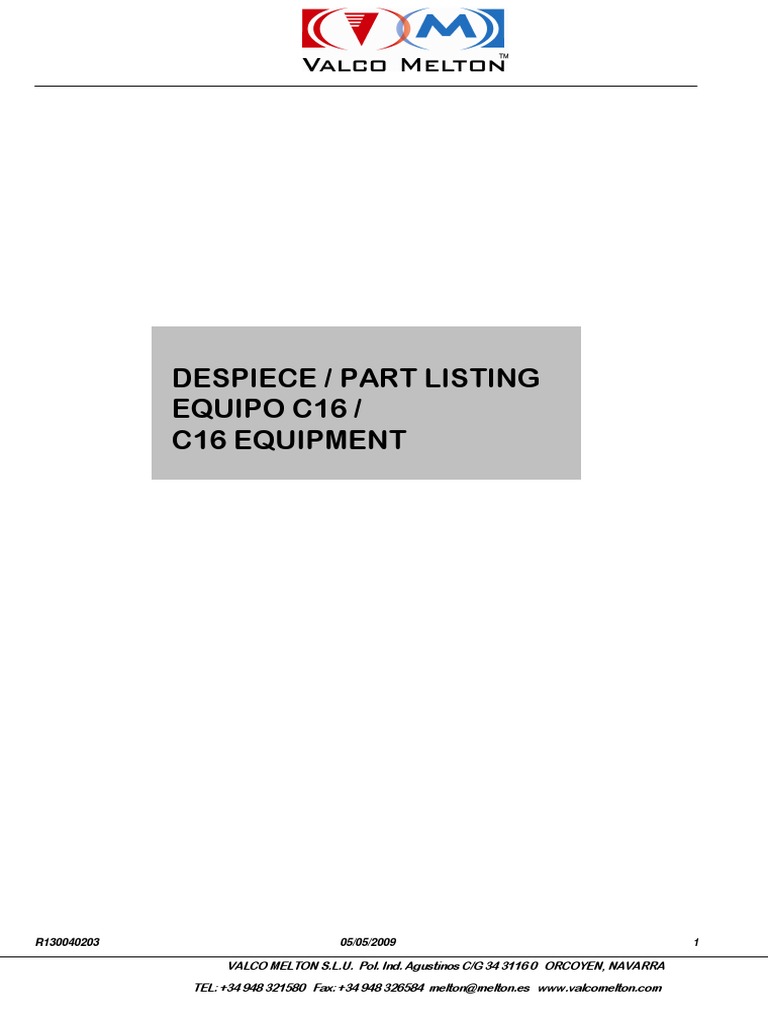Despiece / Part Listing Equipo C16 / C16 Equipment | PDF | Bienes ...