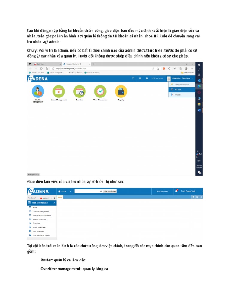 Hướng dẫn vai trò admin trên CADENA | PDF