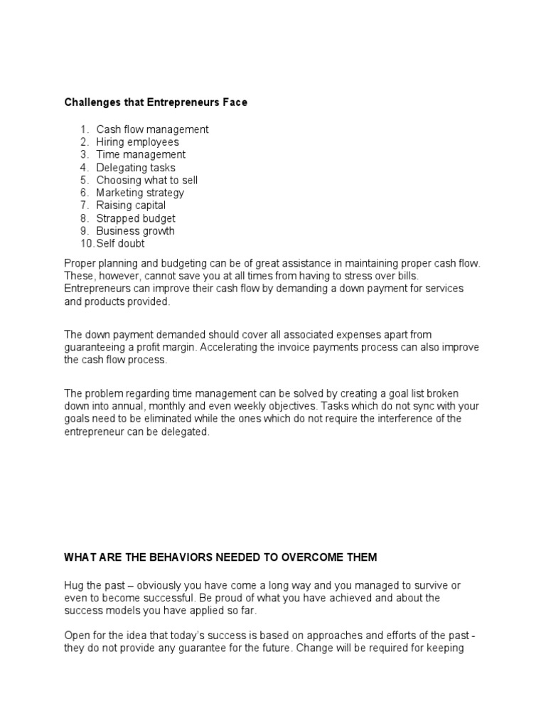 Challenges That Entrepreneurs Face | Download Free PDF ...