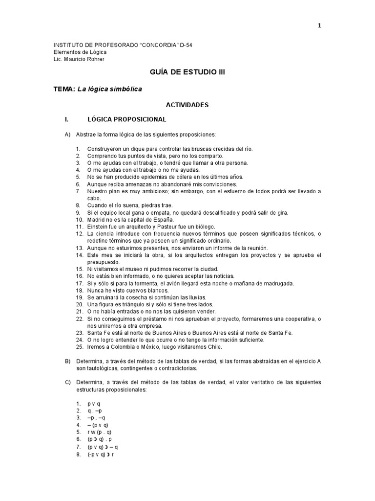 Guía de Estudio III | Descargar gratis PDF | Lógica