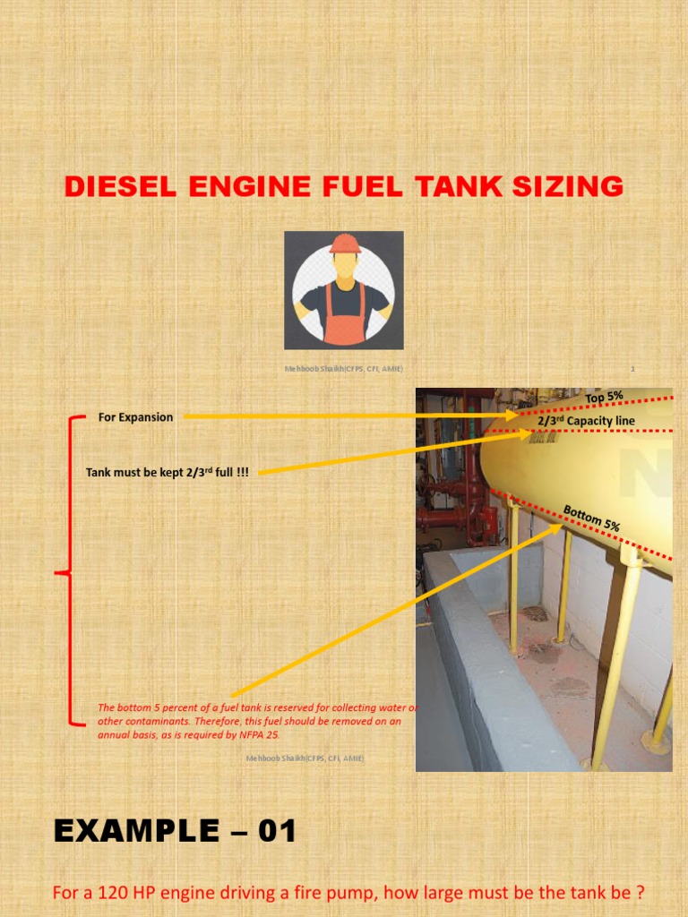 Diesel Fire Pump Tank Sizing Guide | PDF | Engines | Fuel Efficiency