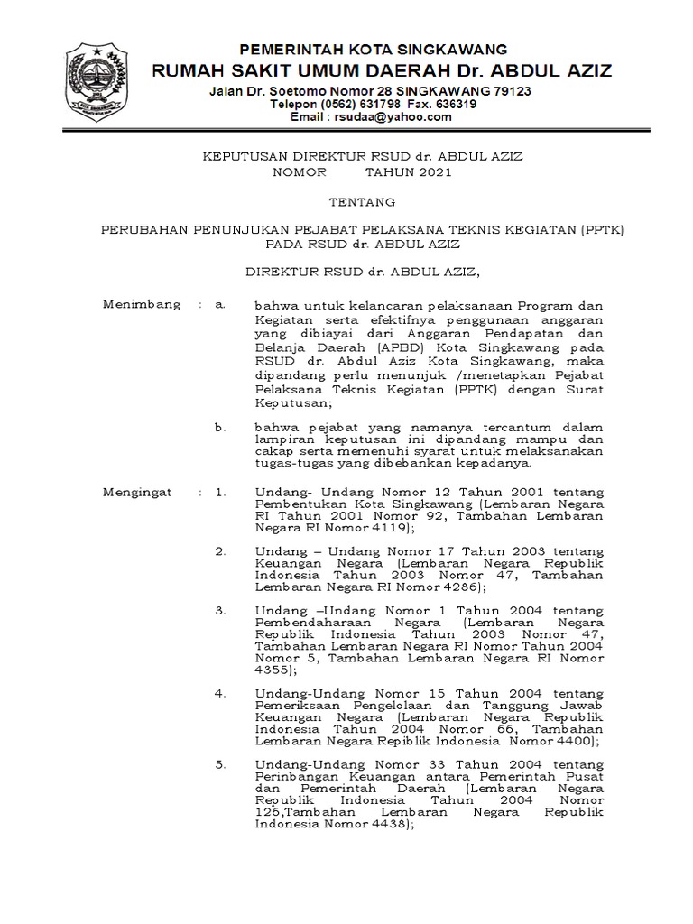 SK PPTK Apbdp 2021 | PDF