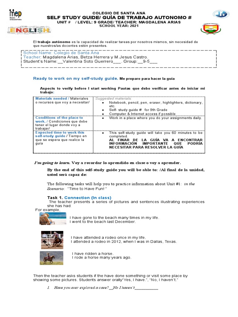 9th Grade Self-Study Guide: Unit 1 | PDF | Outdoor Recreation