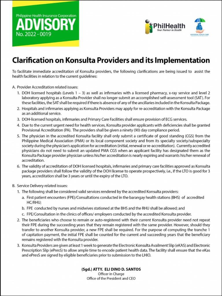 Clarifying Guidelines for the Accreditation and Operations of Konsulta ...
