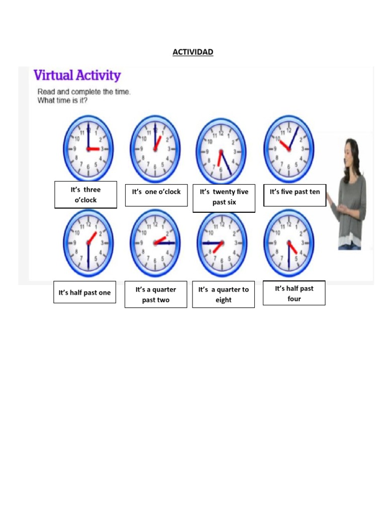 Actividad: It's Three O'clock It's One O'clock It's Twenty Five Past ...