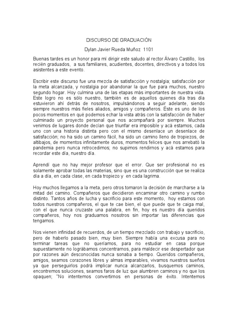 Discurso de Graduación | PDF