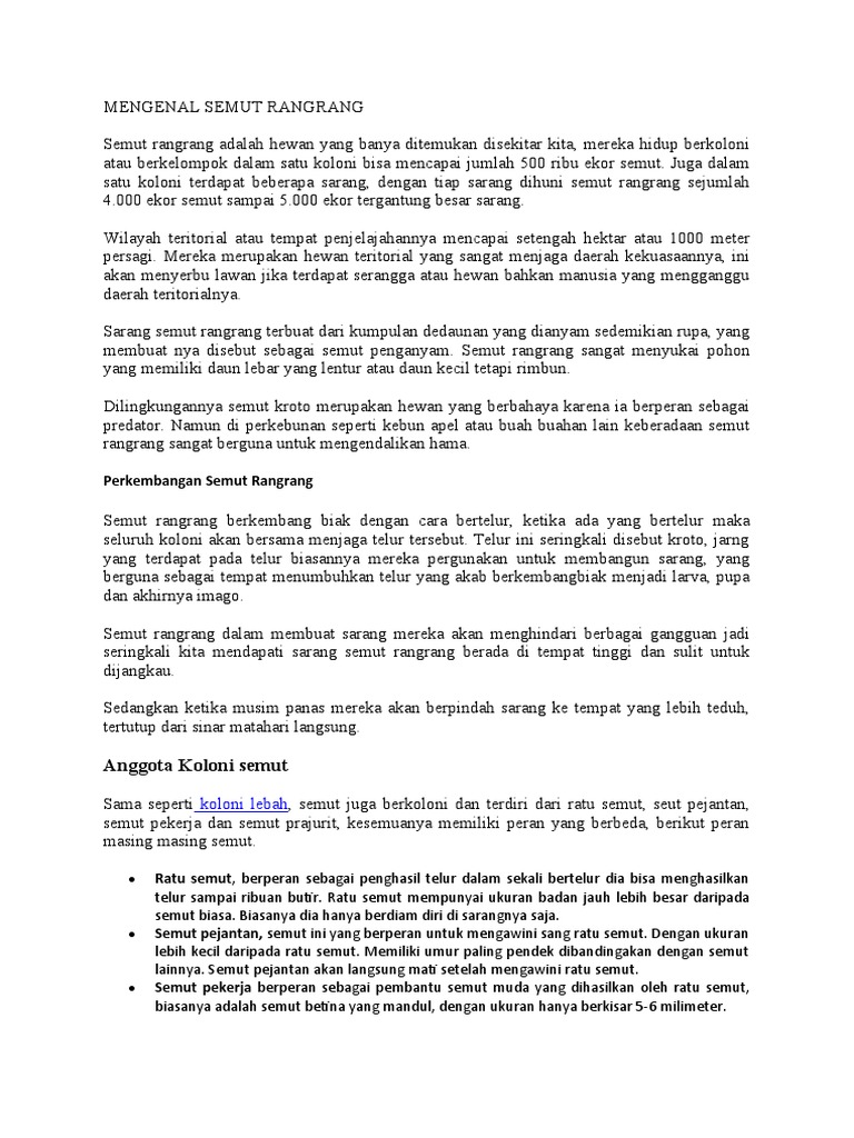 Mengenal Semut Rangrang | PDF