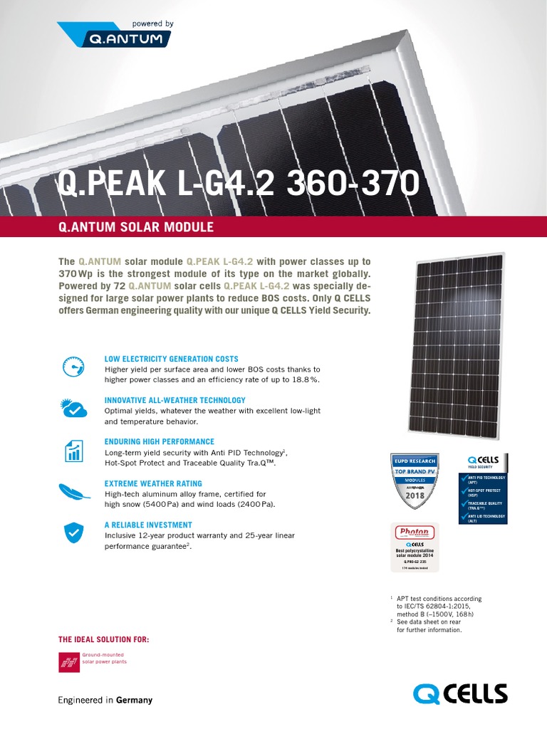 Q.PEAK L-G4.2 360-370: Q.Antum Solar Module | PDF | Solar Panel | Solar Cell