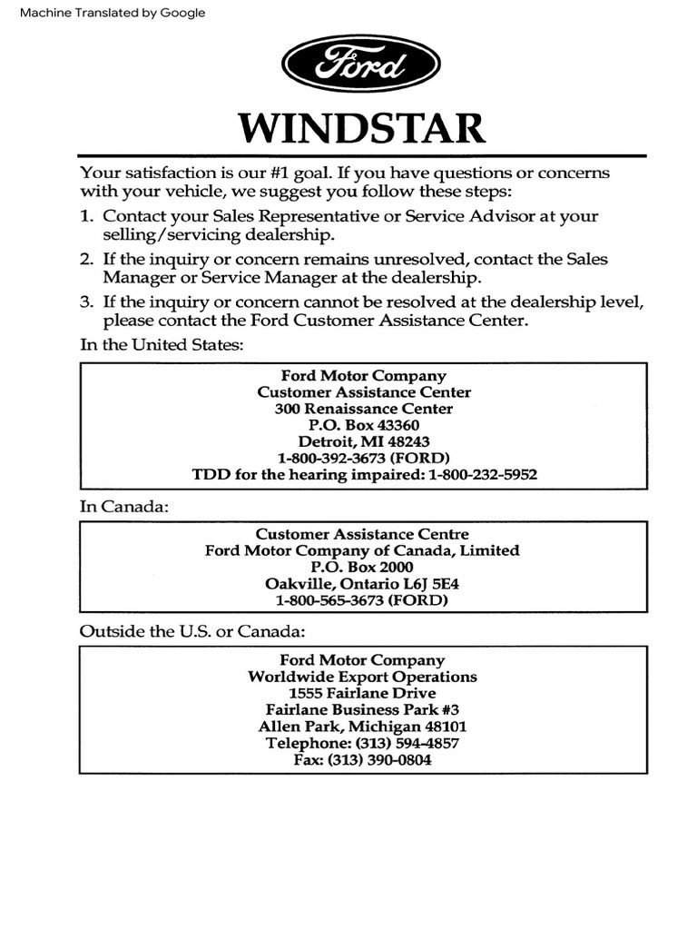 Ford Windstar 1998 (USA-CAN) Parcialmente Traducido | PDF ...