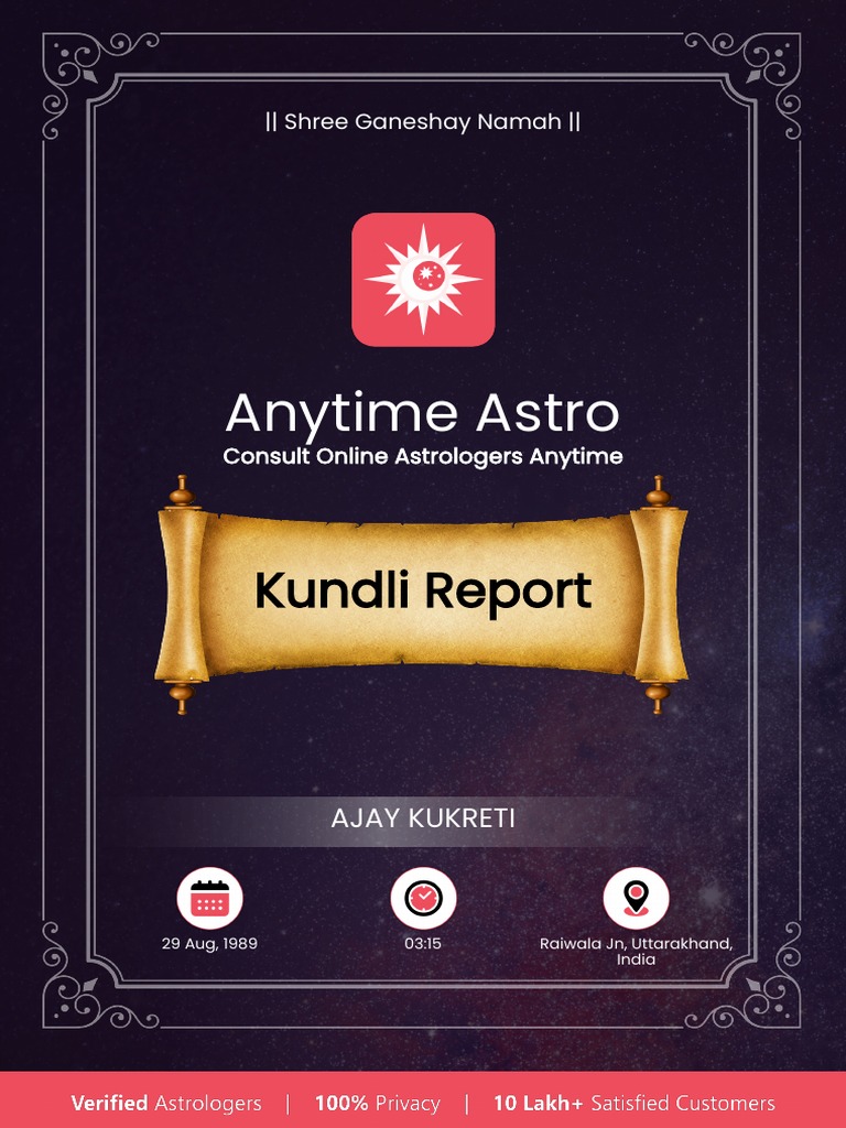 Anytime Astro: Kundli Report | PDF | Planets In Astrology | Planets
