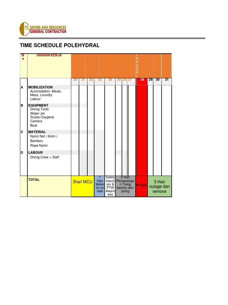 Time Schedule Polehydral 6 | PDF