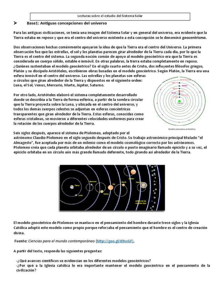 Lecturas Sobre El Estudio Del Sistema Solar | PDF | Nicolás Copérnico ...