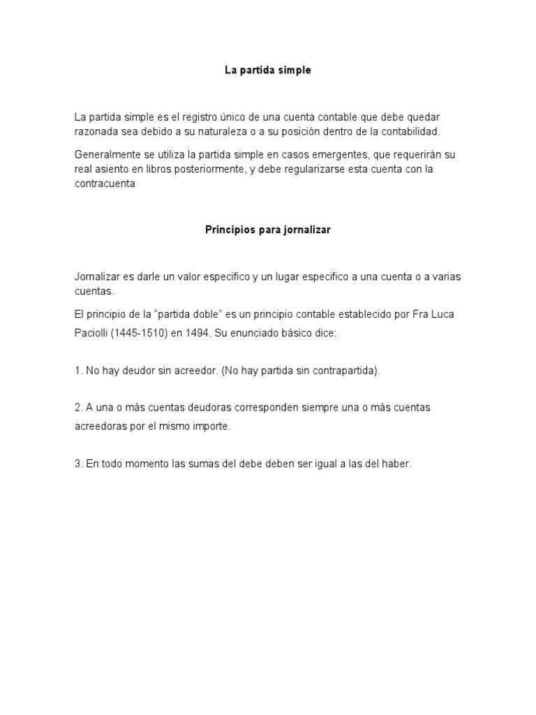 La Partida Simple | PDF