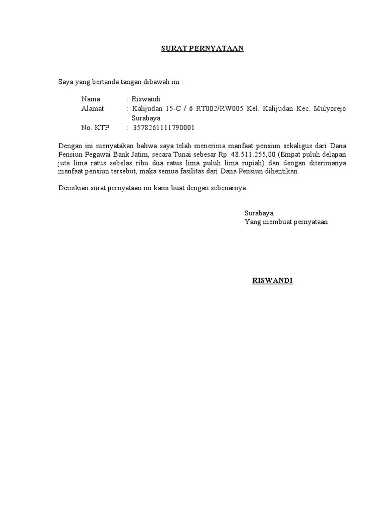 Surat Pernyataan | PDF