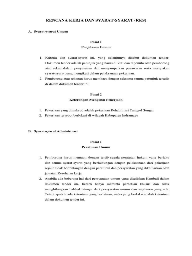 Rencana Kerja Dan Syarat RKS | PDF