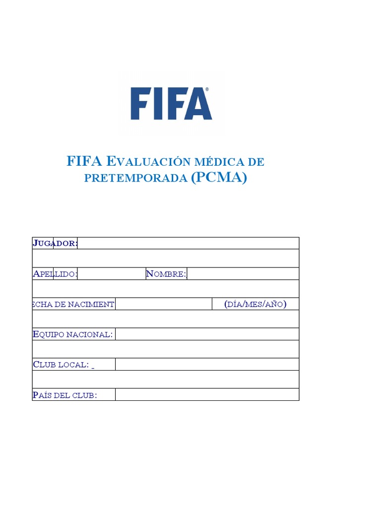 Fifa Evaluación Médica de Pretemporada (Pcma) | PDF | Electrocardiografia | Rodilla