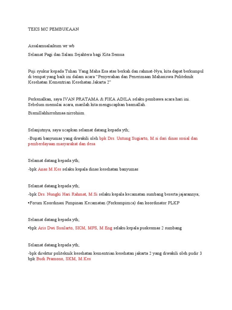 Teks MC Pembukaan PPG | PDF