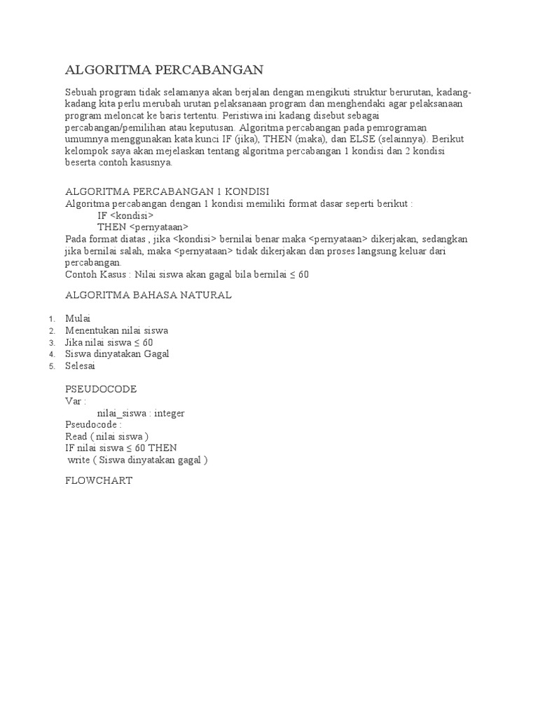 Algoritma Percabangan | PDF