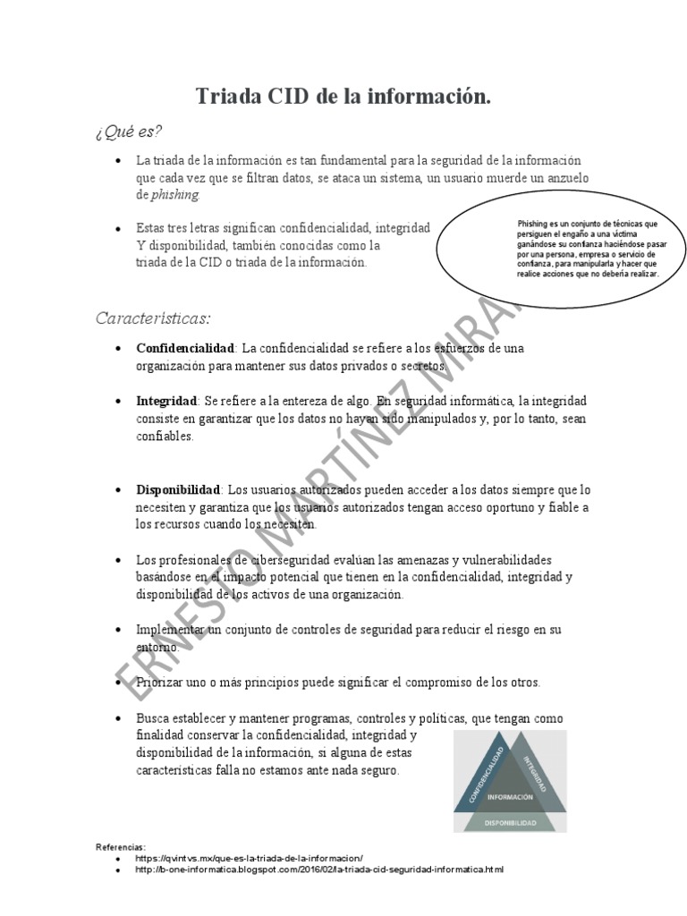 Triada CID en Seguridad Informática | PDF | La seguridad informática ...