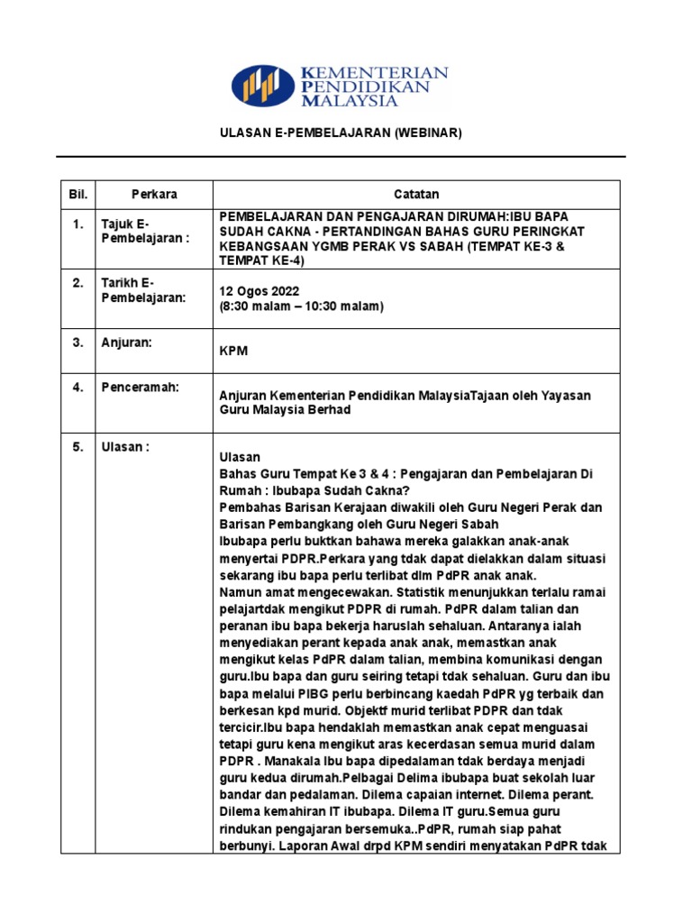Ulasan Video Webinar | PDF