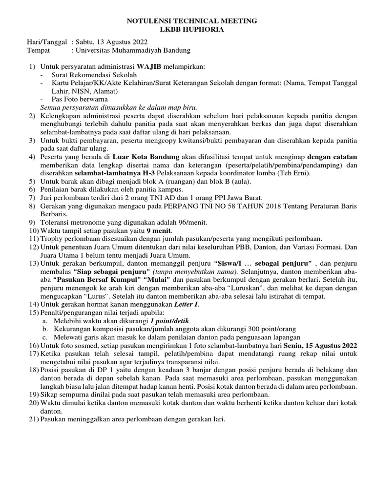 Notulensi Technical Meeting | PDF